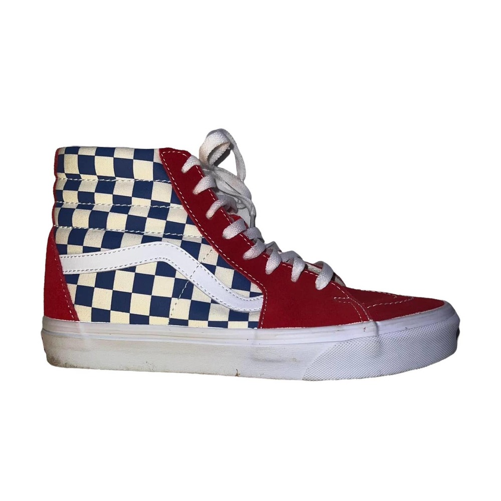 Vans Red Blue & White Checkered Sneakers Skateboard S… - Gem